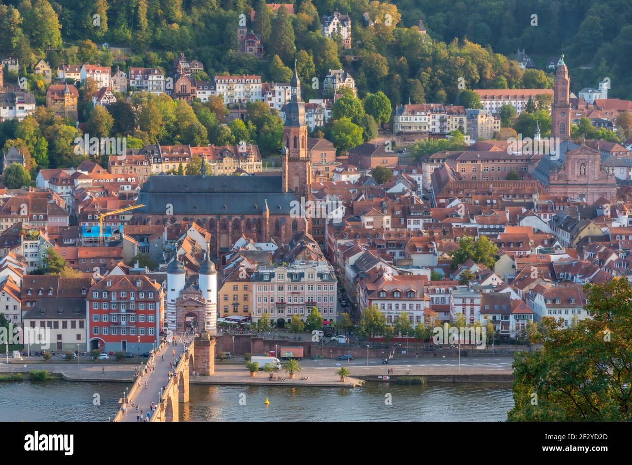 Old bridge leading to the Holy Spirit church in Heidelberg, Germany ...