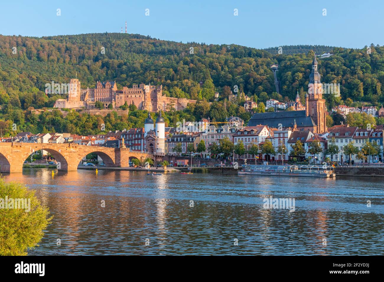 Panorama of Heidelberg behind Neckar river, Germany Stock Photo - Alamy