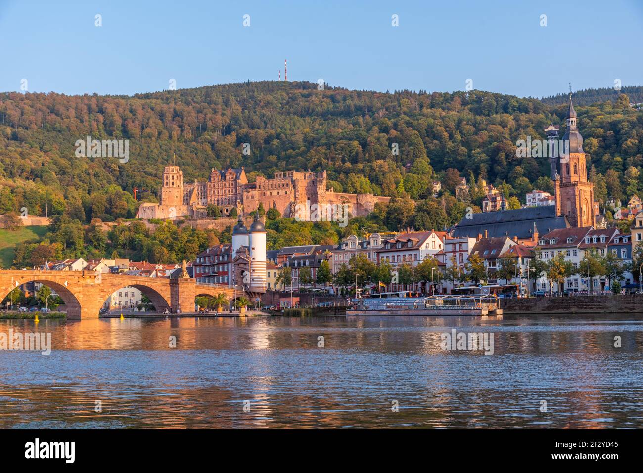 Panorama of Heidelberg behind Neckar river, Germany Stock Photo - Alamy