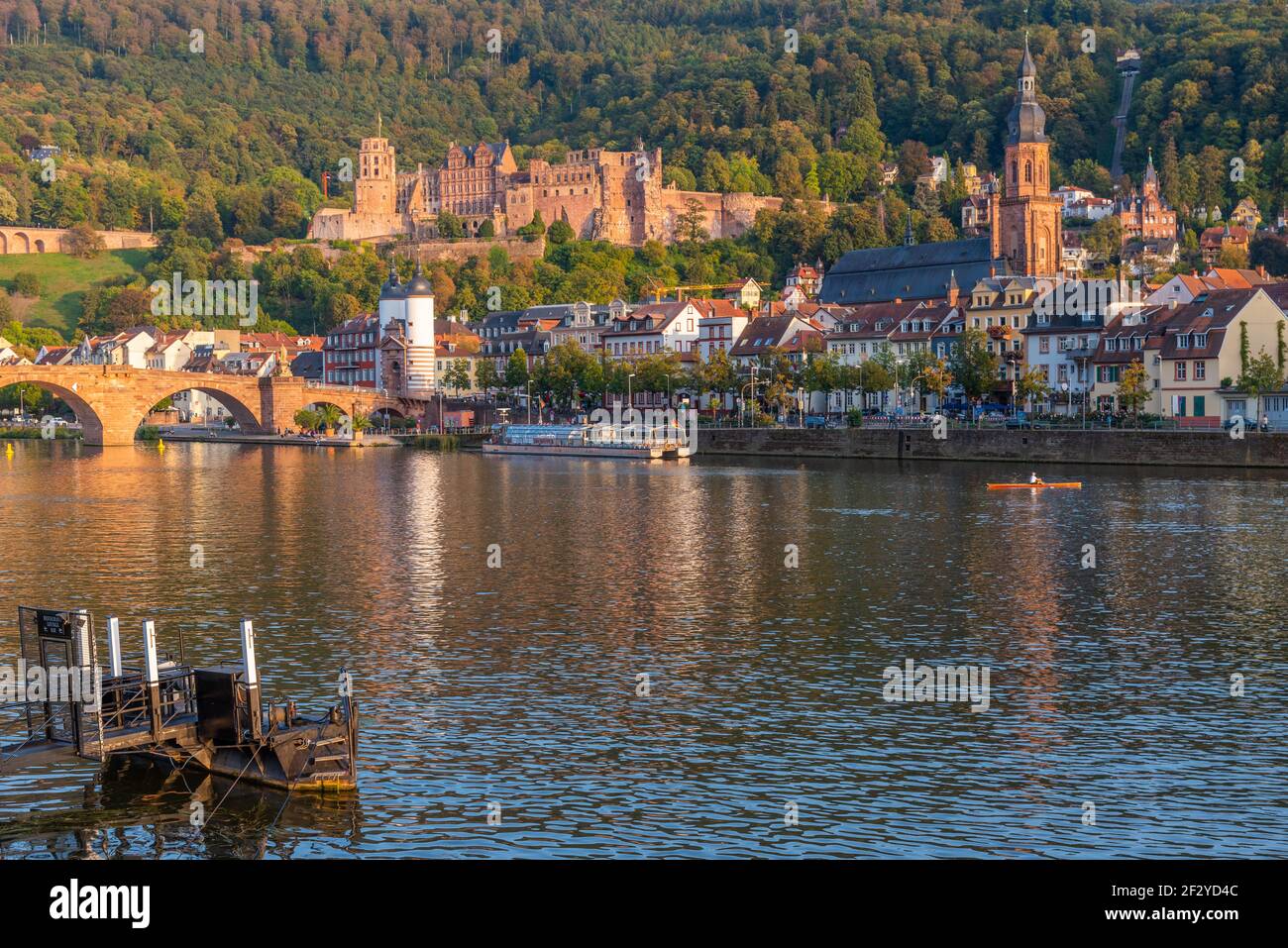 Panorama of Heidelberg behind Neckar river, Germany Stock Photo - Alamy