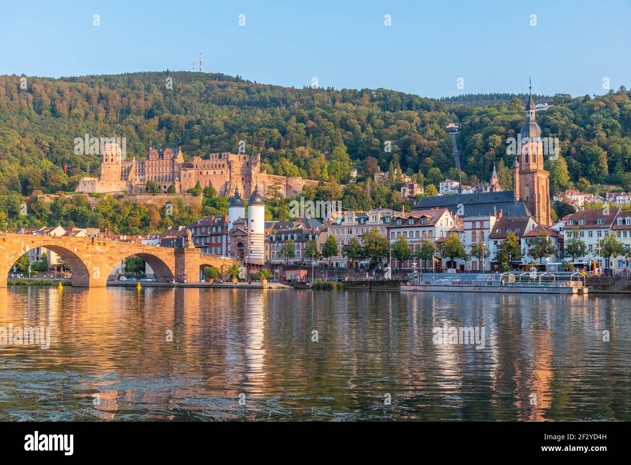 Panorama of Heidelberg behind Neckar river, Germany Stock Photo - Alamy