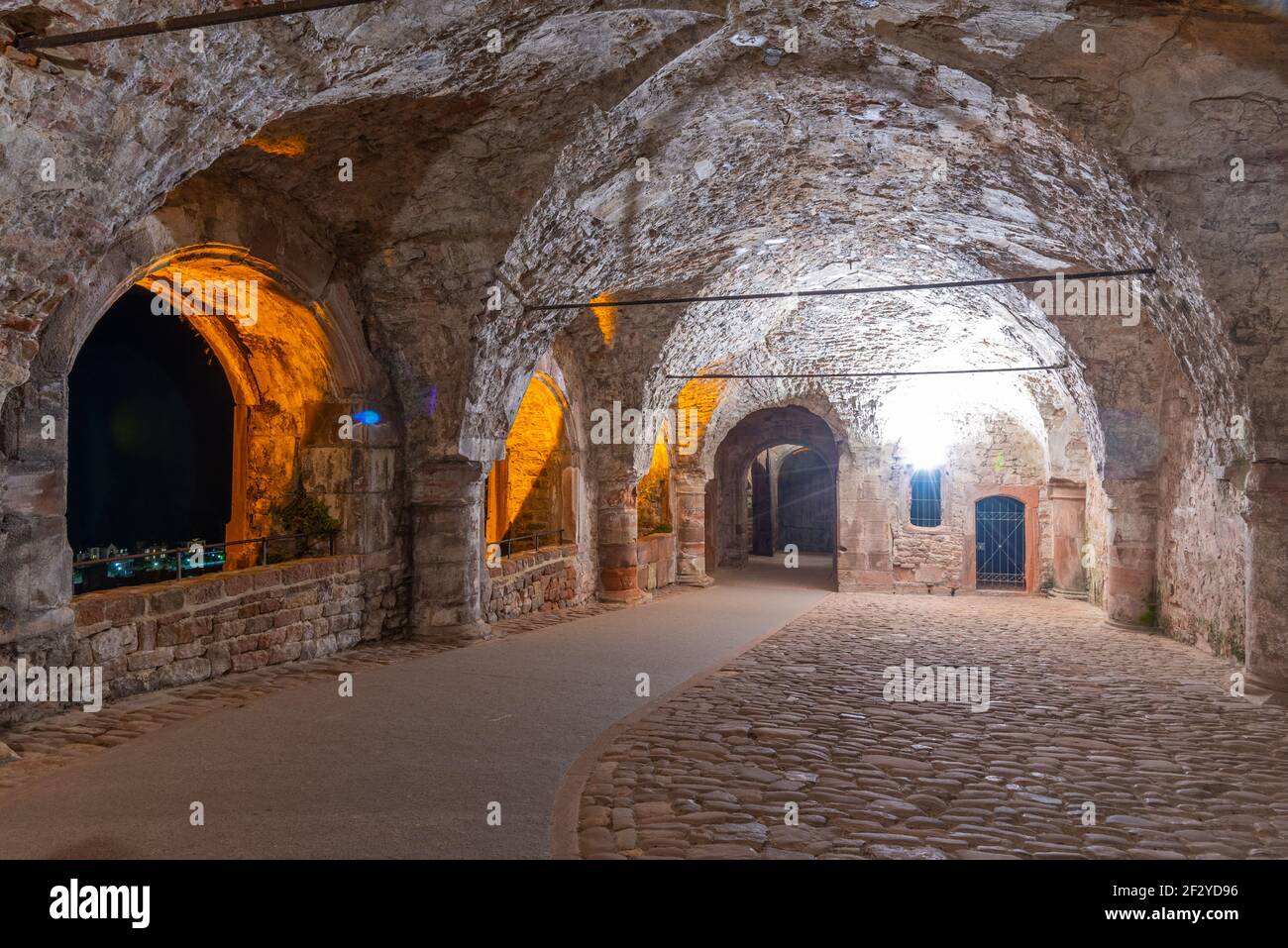 Vaulted corridor leading to the Heidelberg palace in Germany Stock ...