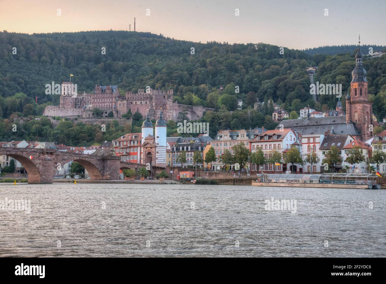 Panorama of Heidelberg behind Neckar river, Germany Stock Photo - Alamy