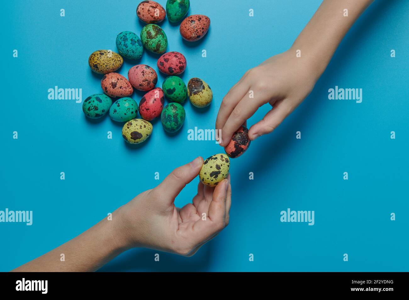 photo of colored eggs and breaking for easter Stock Photo - Alamy