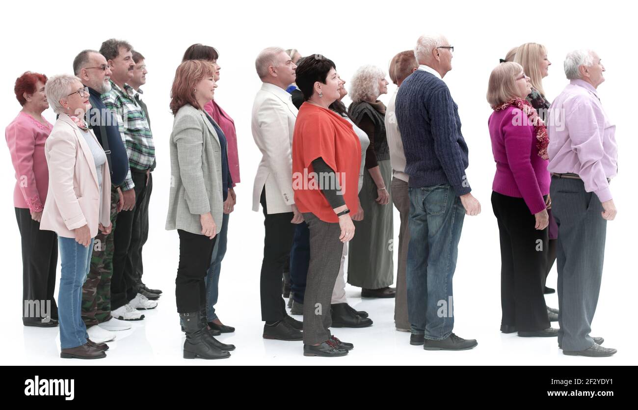 Side view of a group of people isolated over a white Stock Photo - Alamy
