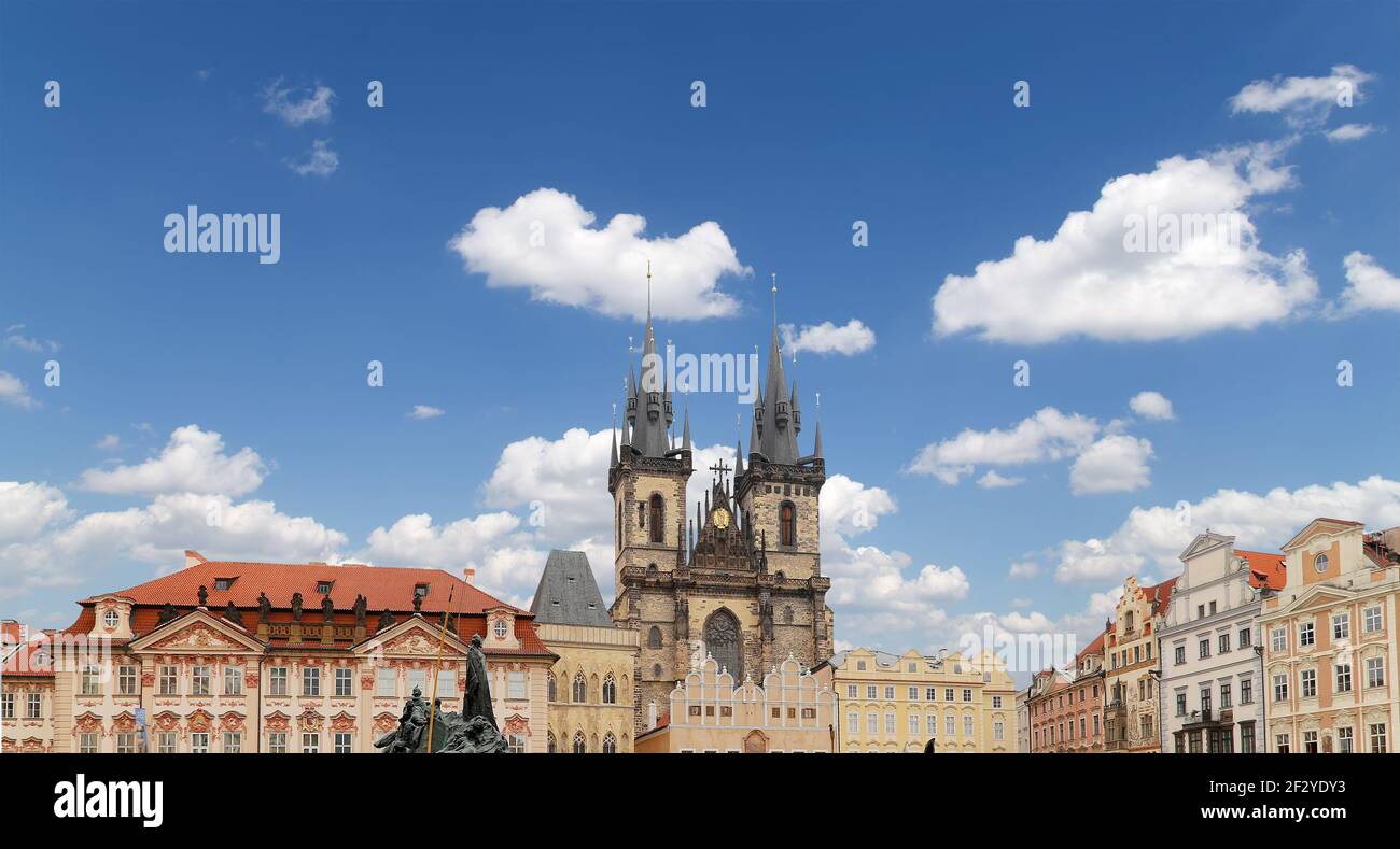 The gothic Church of Mother of God in front of Tyn in Old Town Square ...