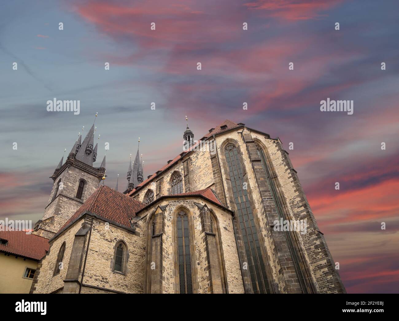 The gothic Church of Mother of God in front of Tyn in Old Town Square ...