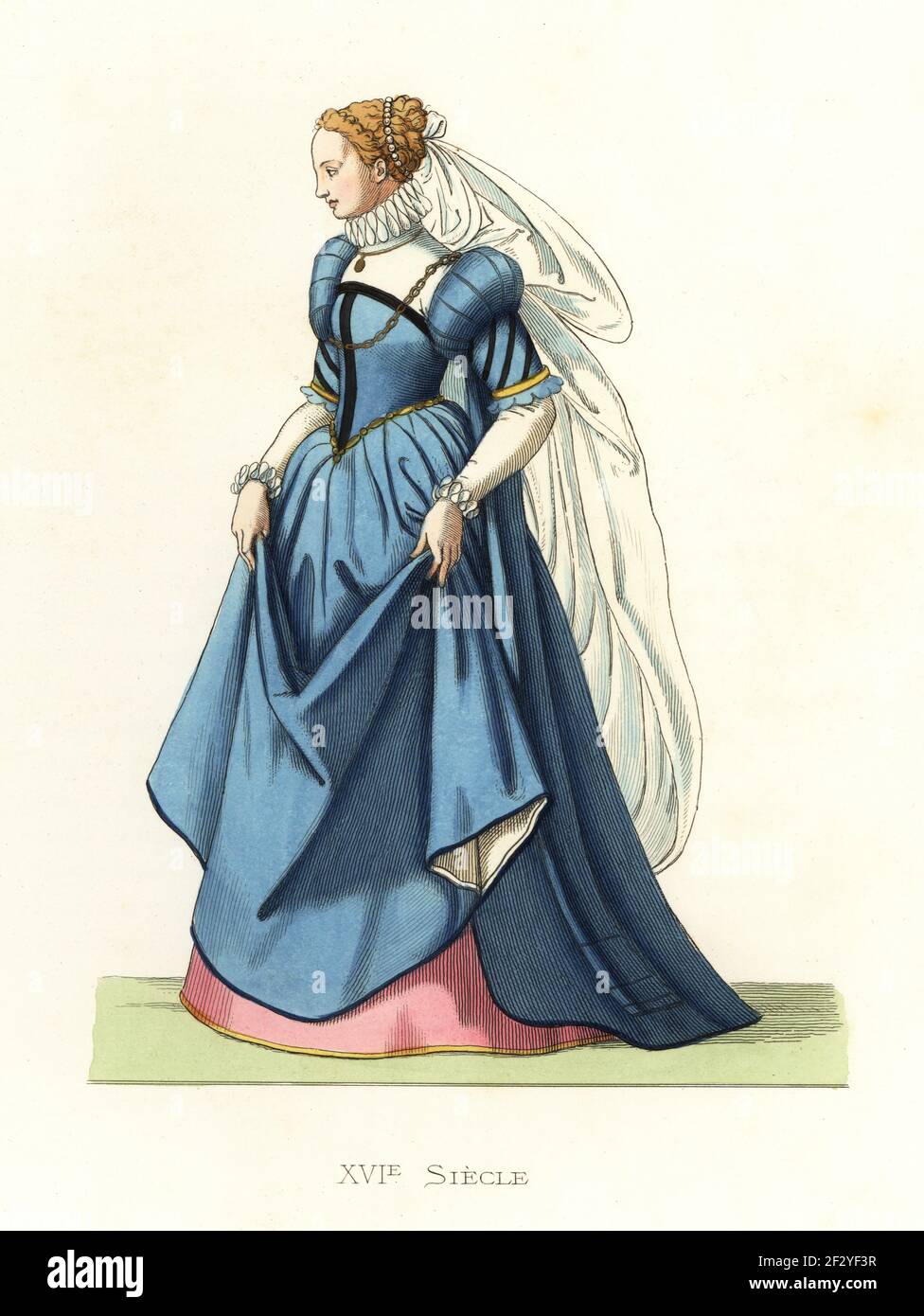 Noble woman of Ravenna, northern Italy, 16th century. She holds her ...