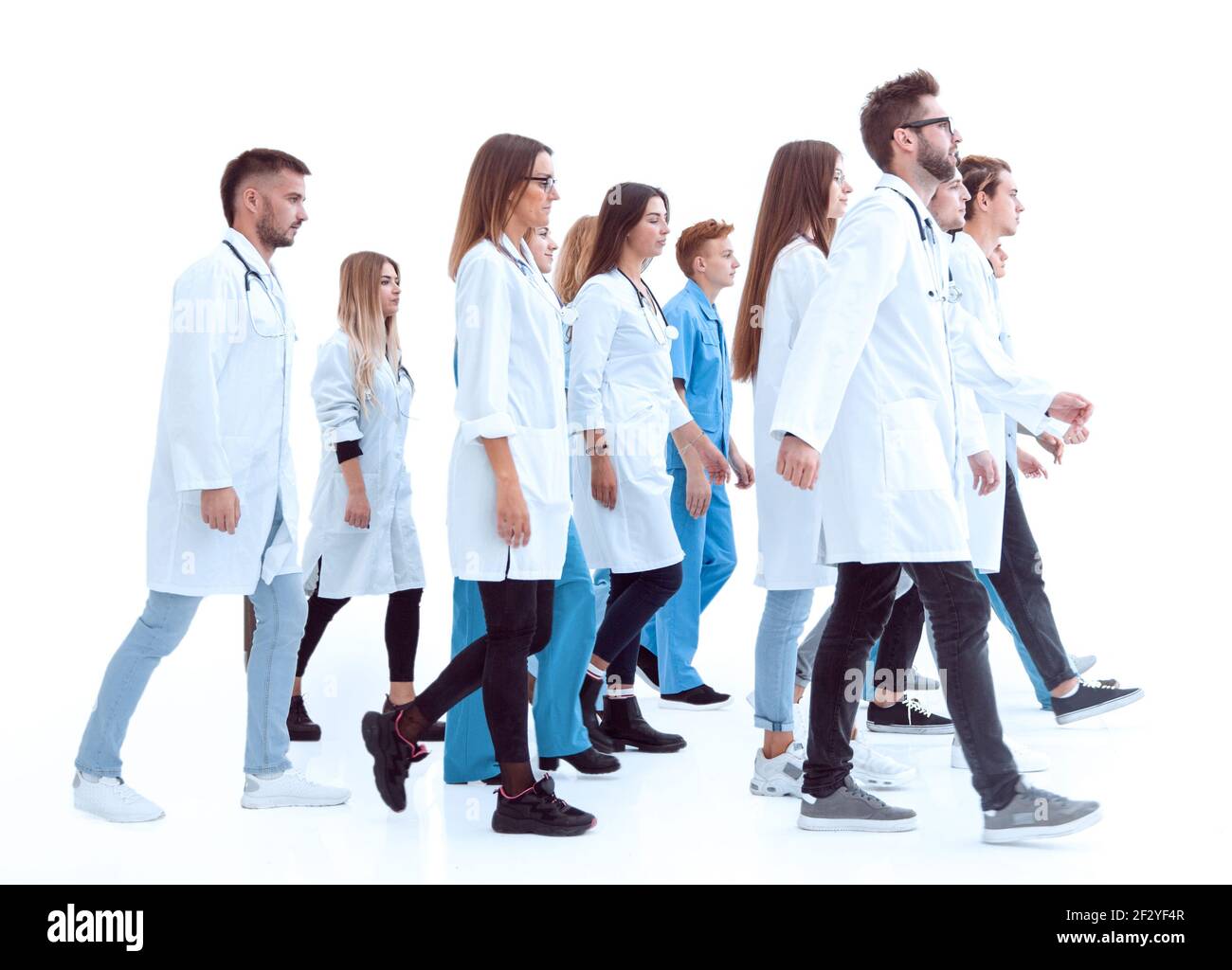 large group of paramedics striding forward. photo with copy-space Stock ...