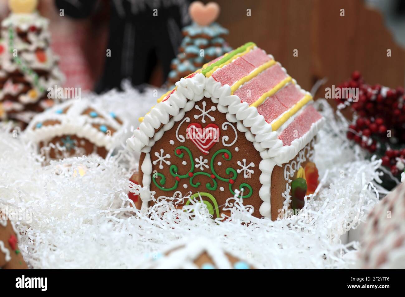 The ginger bread house with candy roof Stock Photo - Alamy