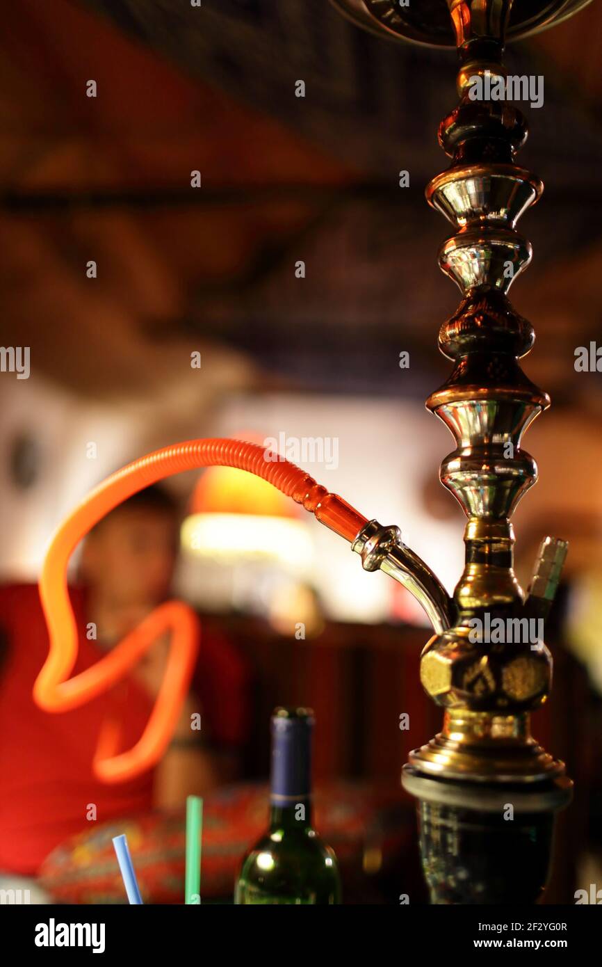 The shisha on the plate in an arabic restaurant Stock Photo - Alamy