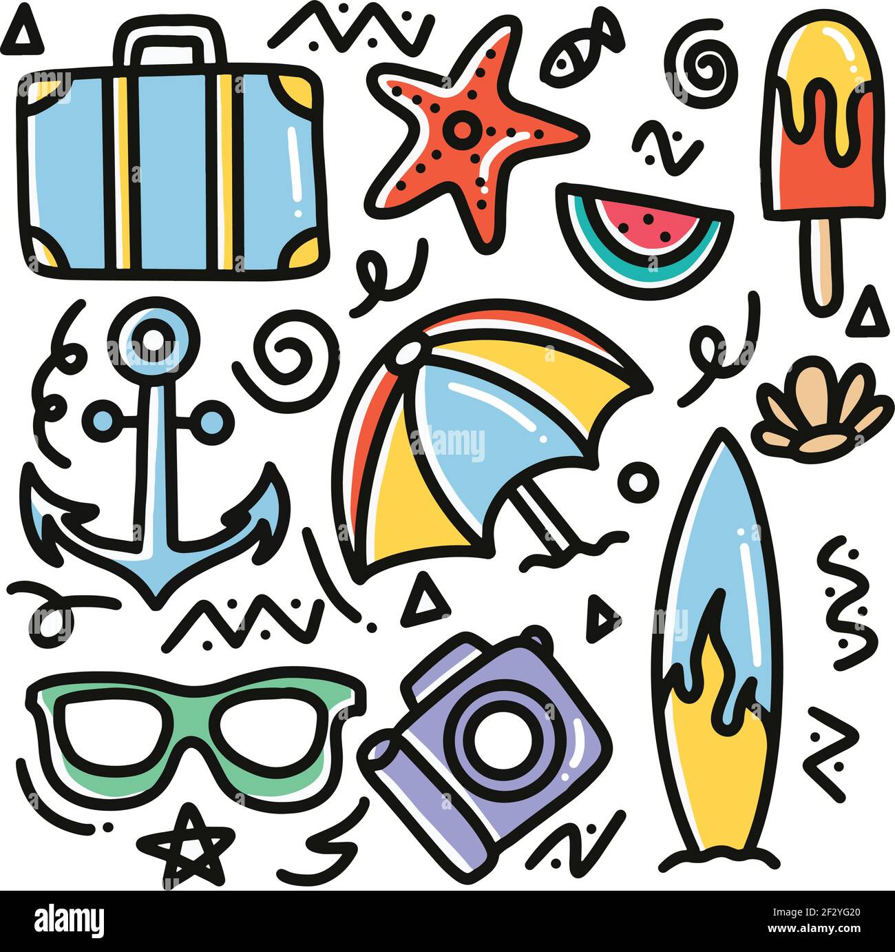 hand drawn beach doodle Stock Vector Image & Art - Alamy