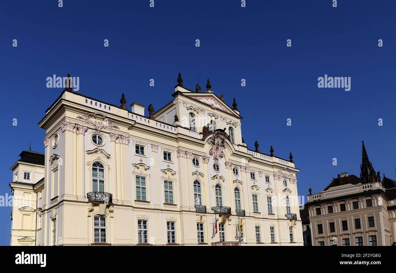 Archbishop Palace, famous building at the main entrance in The Prague ...
