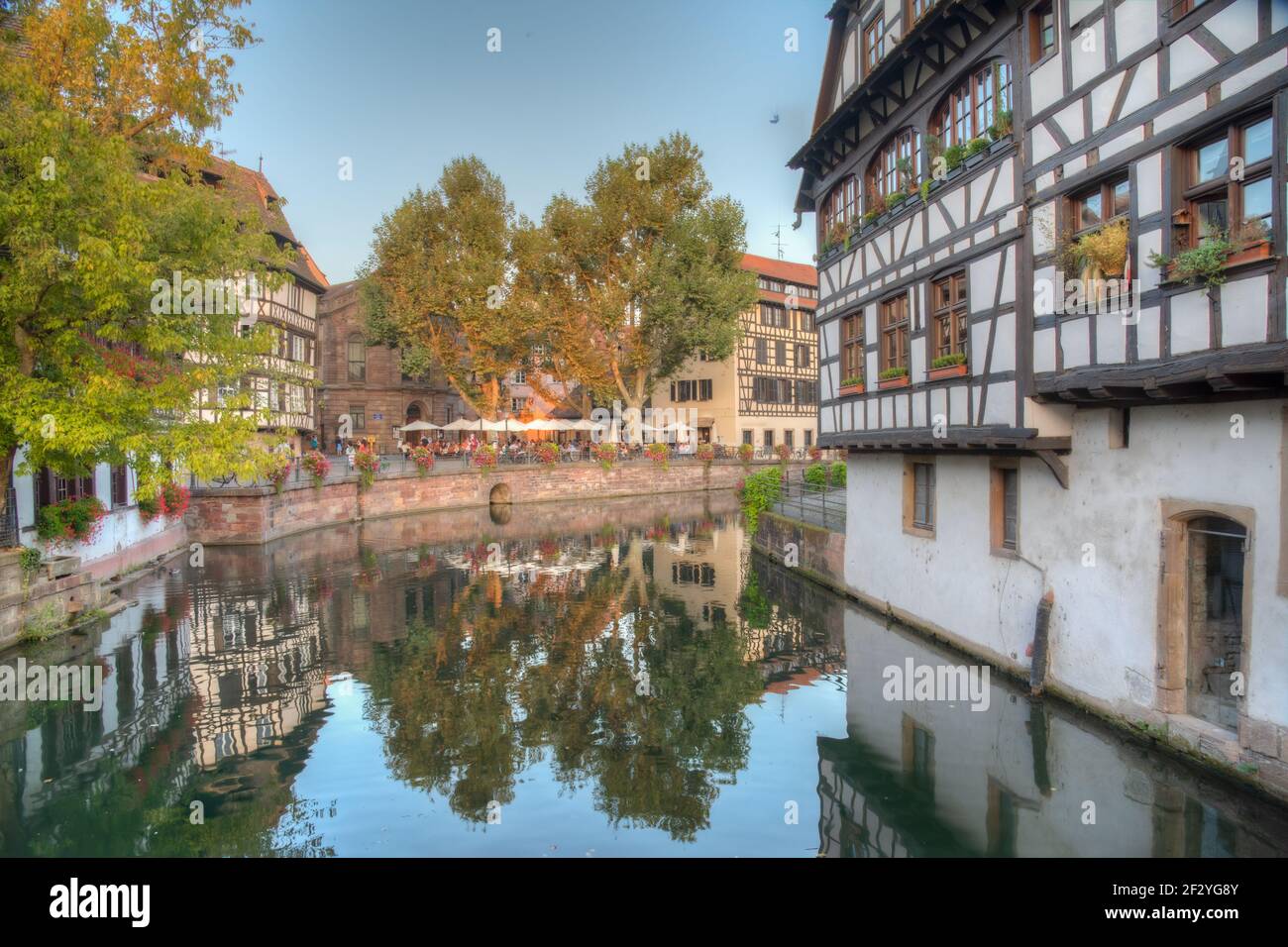 Sunset view of colourful houses at Petite France district in Strasbourg ...