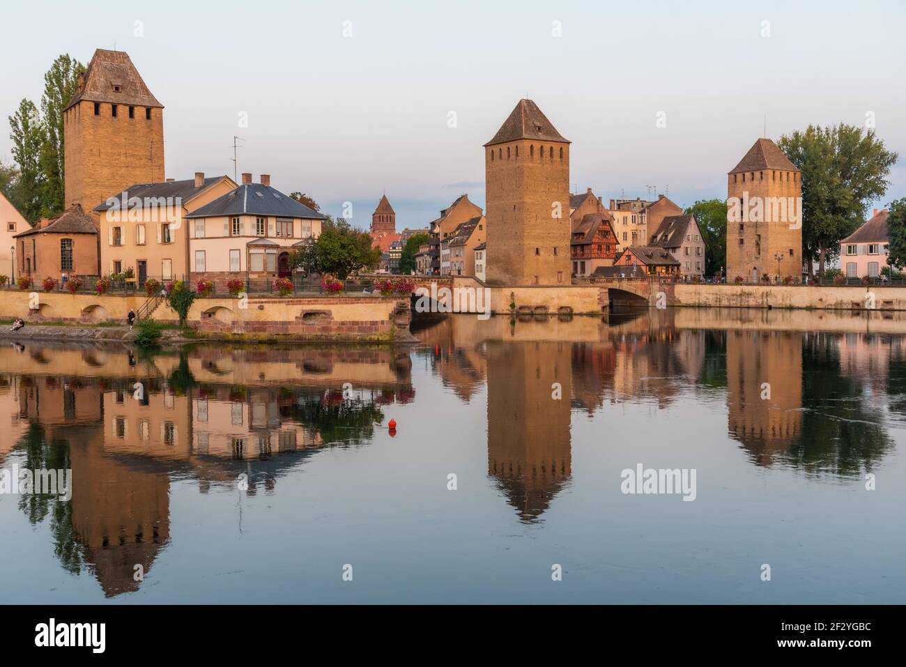 Sunset view of Ponts Couverts at Strasbourg in France Stock Photo - Alamy