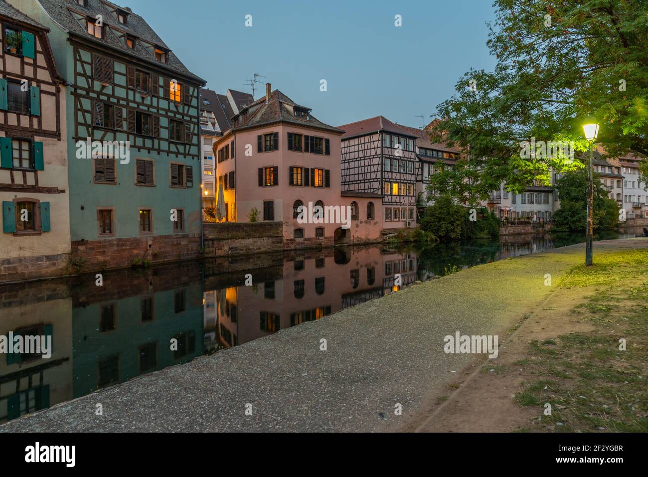 Sunset view of colourful houses at Petite France district in Strasbourg ...