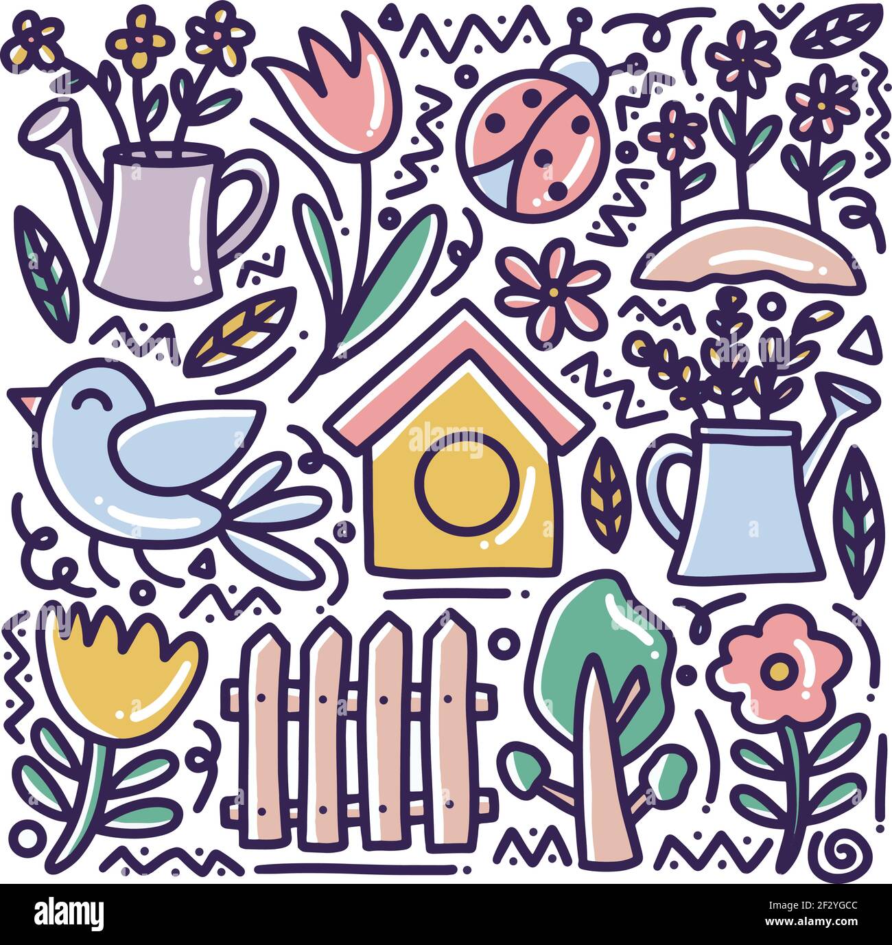 doodle set of hand drawn spring time Stock Vector Image & Art - Alamy