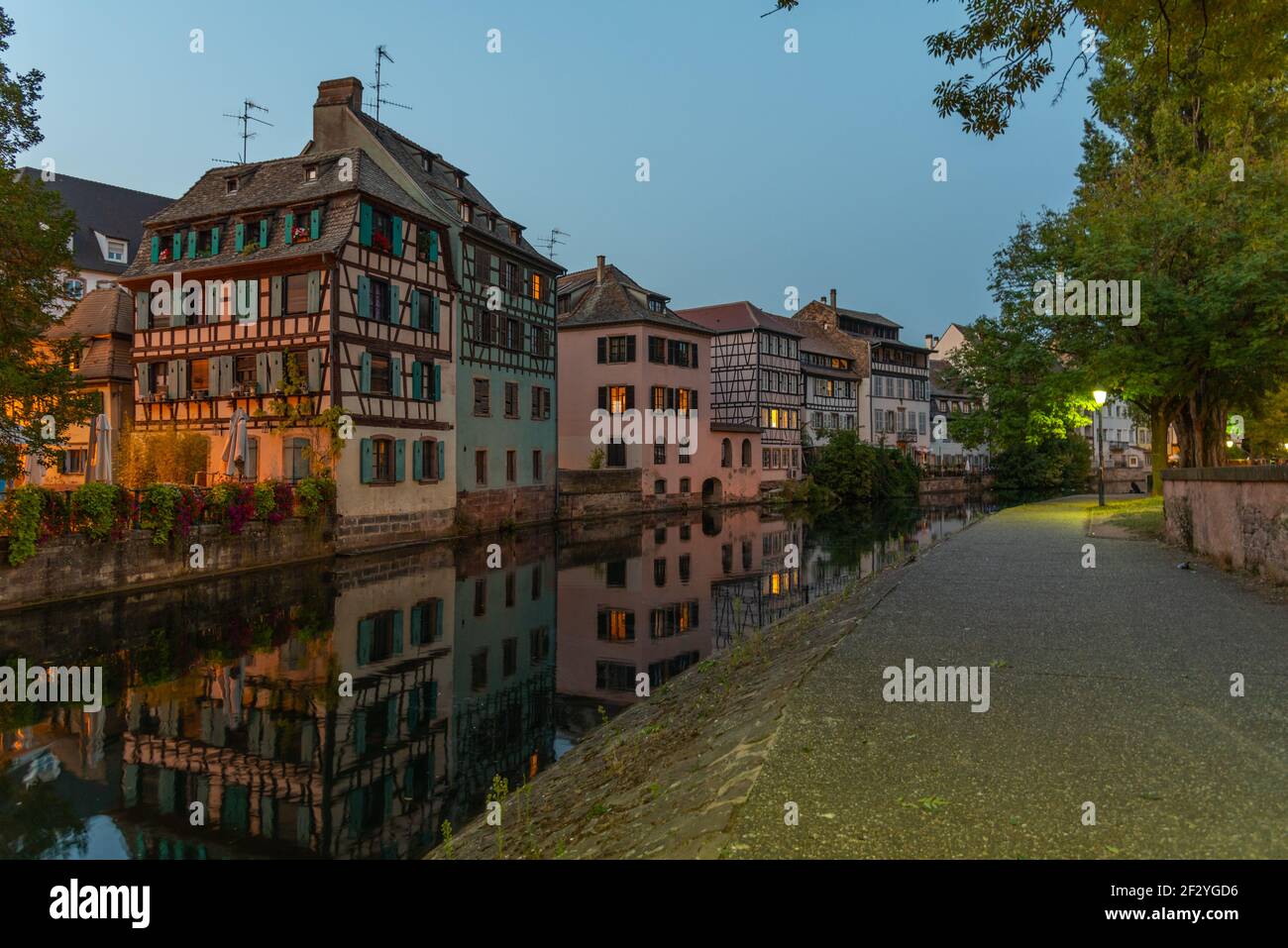 Sunset view of colourful houses at Petite France district in Strasbourg ...