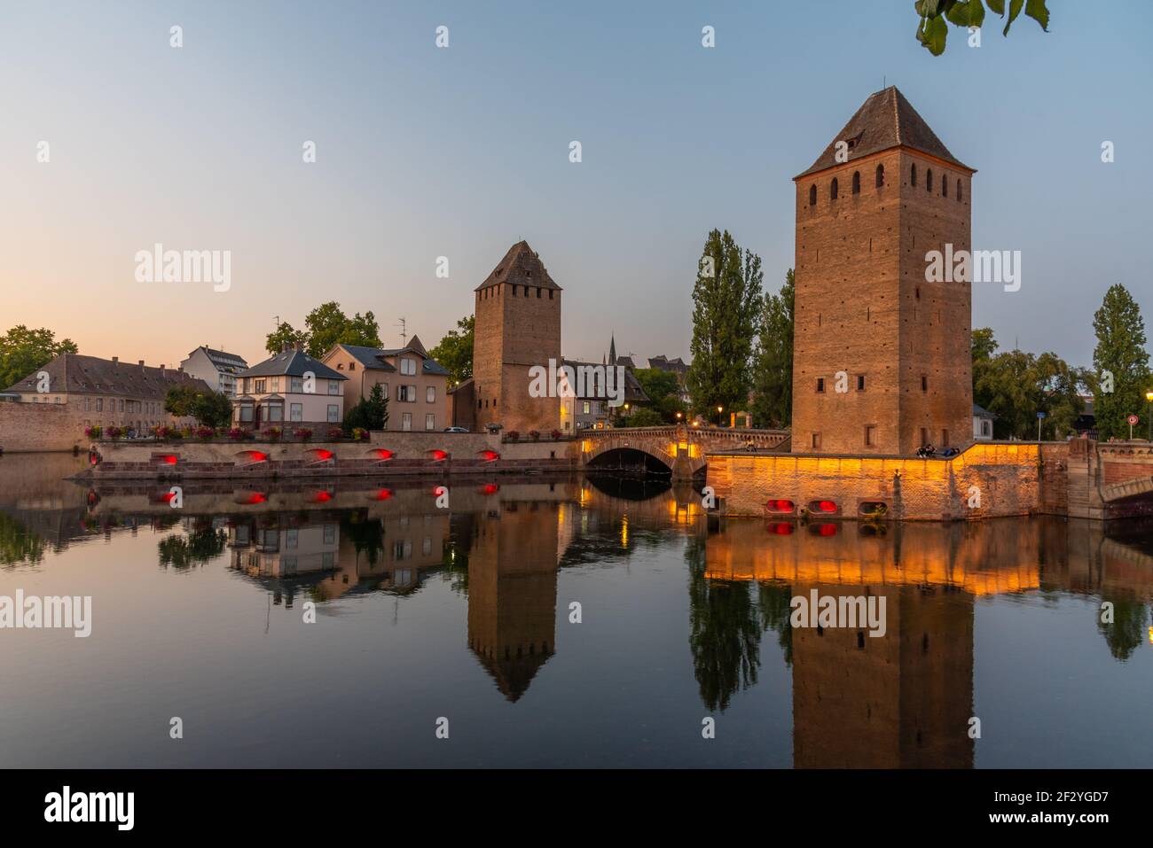Sunset view of Ponts Couverts at Strasbourg in France Stock Photo - Alamy