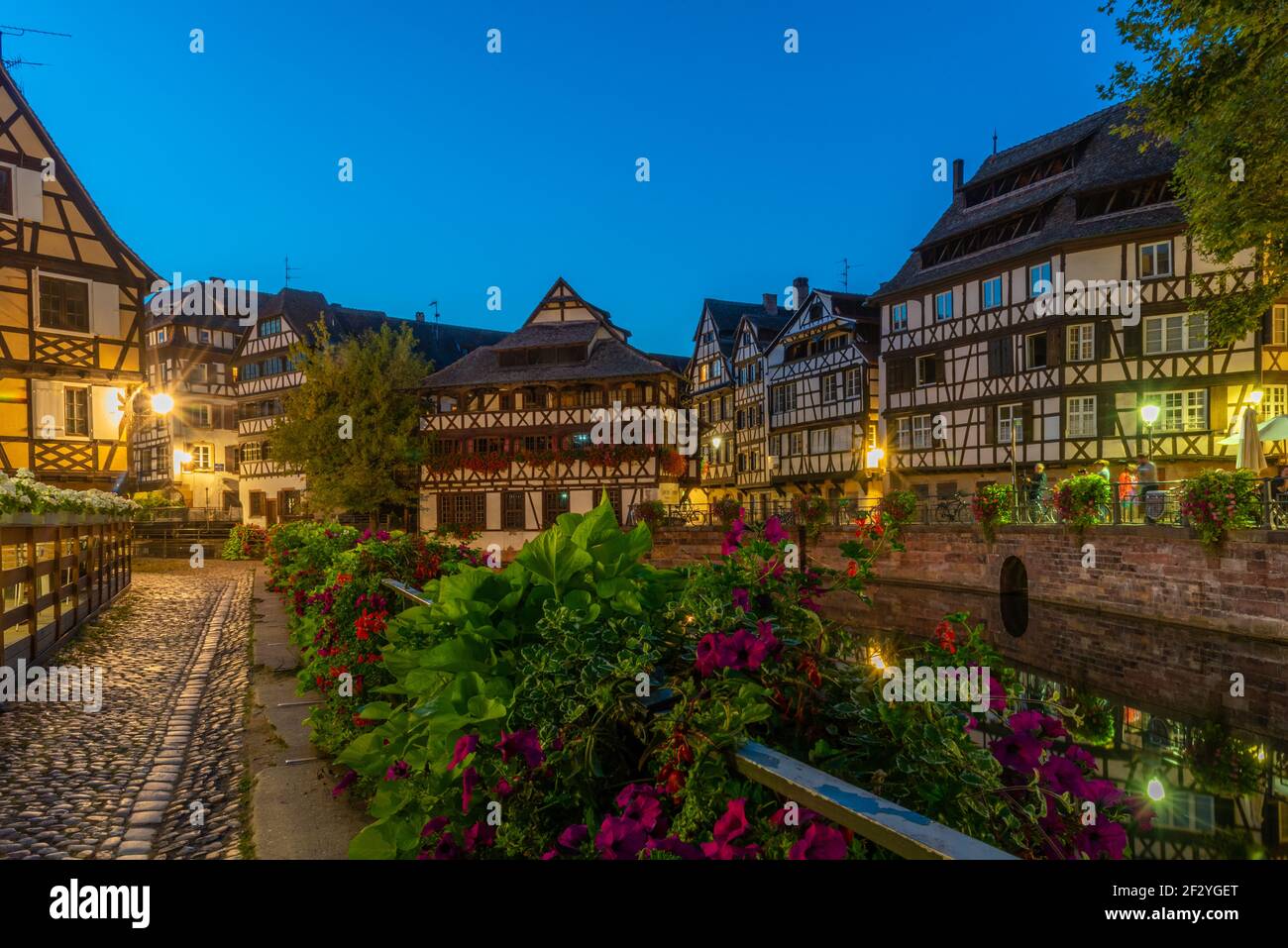 Sunset view of colourful houses at Petite France district in Strasbourg ...