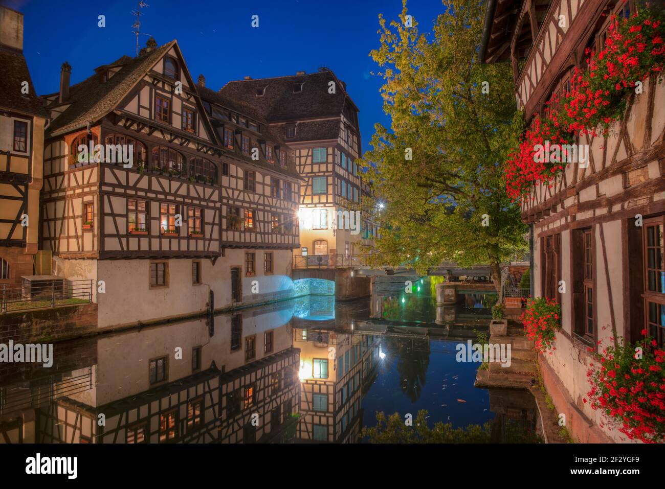 Sunset view of colourful houses at Petite France district in Strasbourg ...