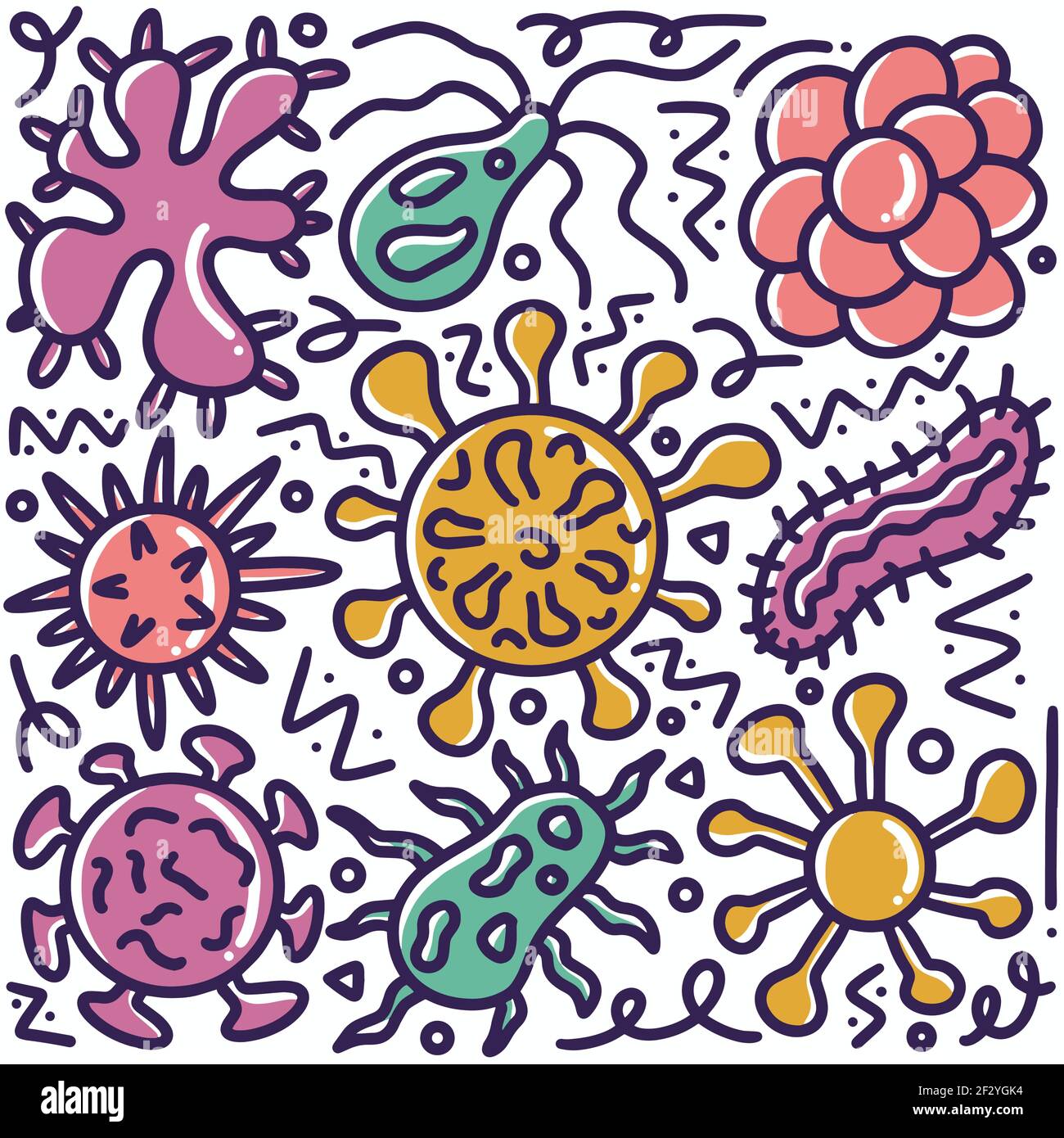 doodle set of virus corona drawing Stock Vector Image & Art - Alamy