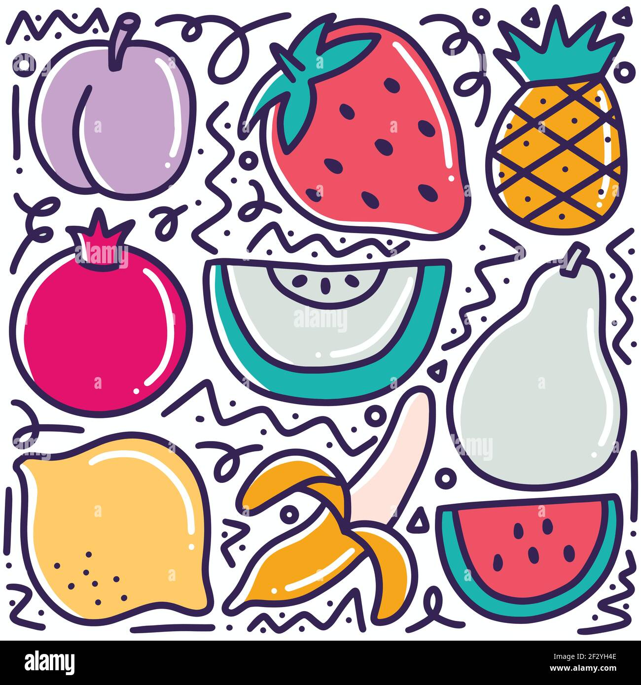 doodle various fruit collection hand drawing Stock Vector Image & Art ...