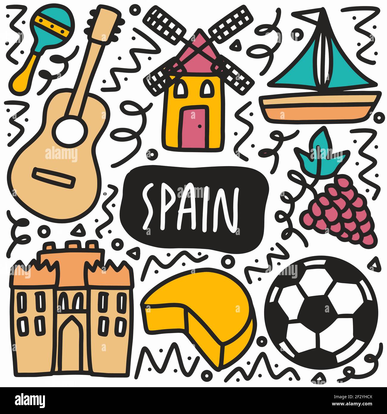 hand drawn doodle spain holiday Stock Vector Image & Art - Alamy
