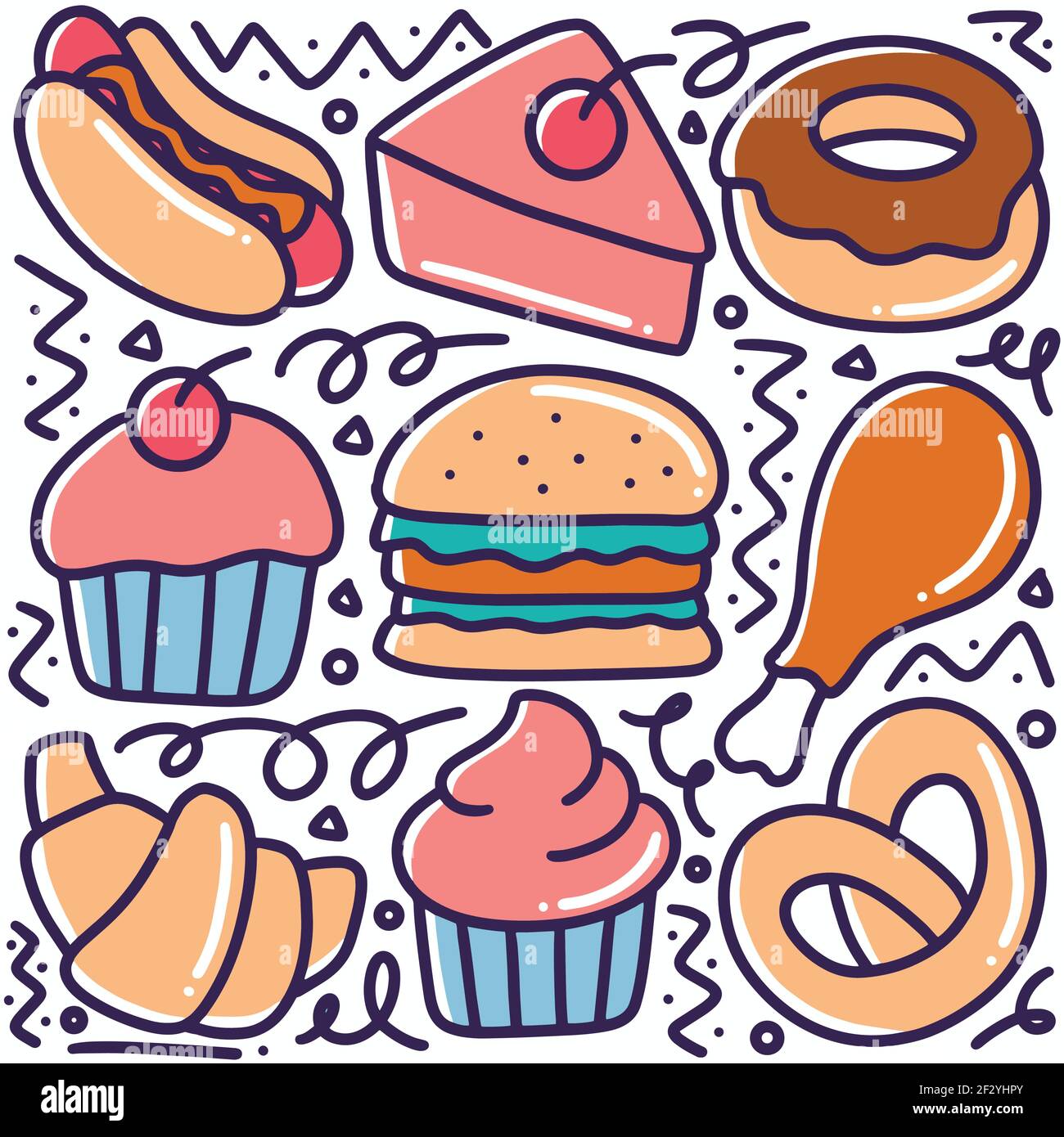 hand drawn desserts menu doodle Stock Vector Image & Art - Alamy