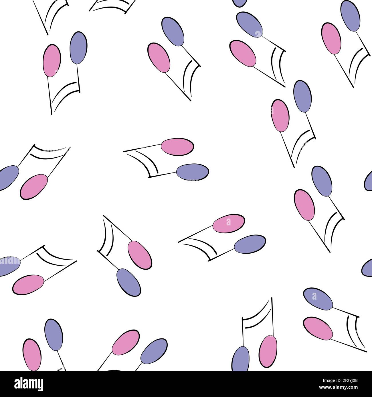 Music notes are scattered over a white background. Abstract Music ...
