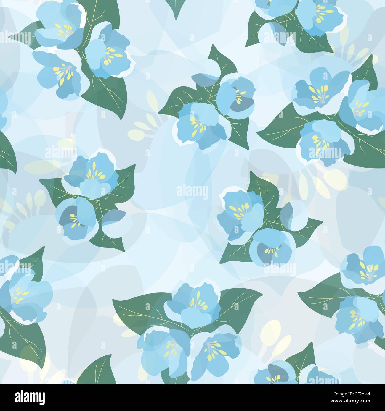 Blue flowers on a white background. For fabrics, baby clothes ...