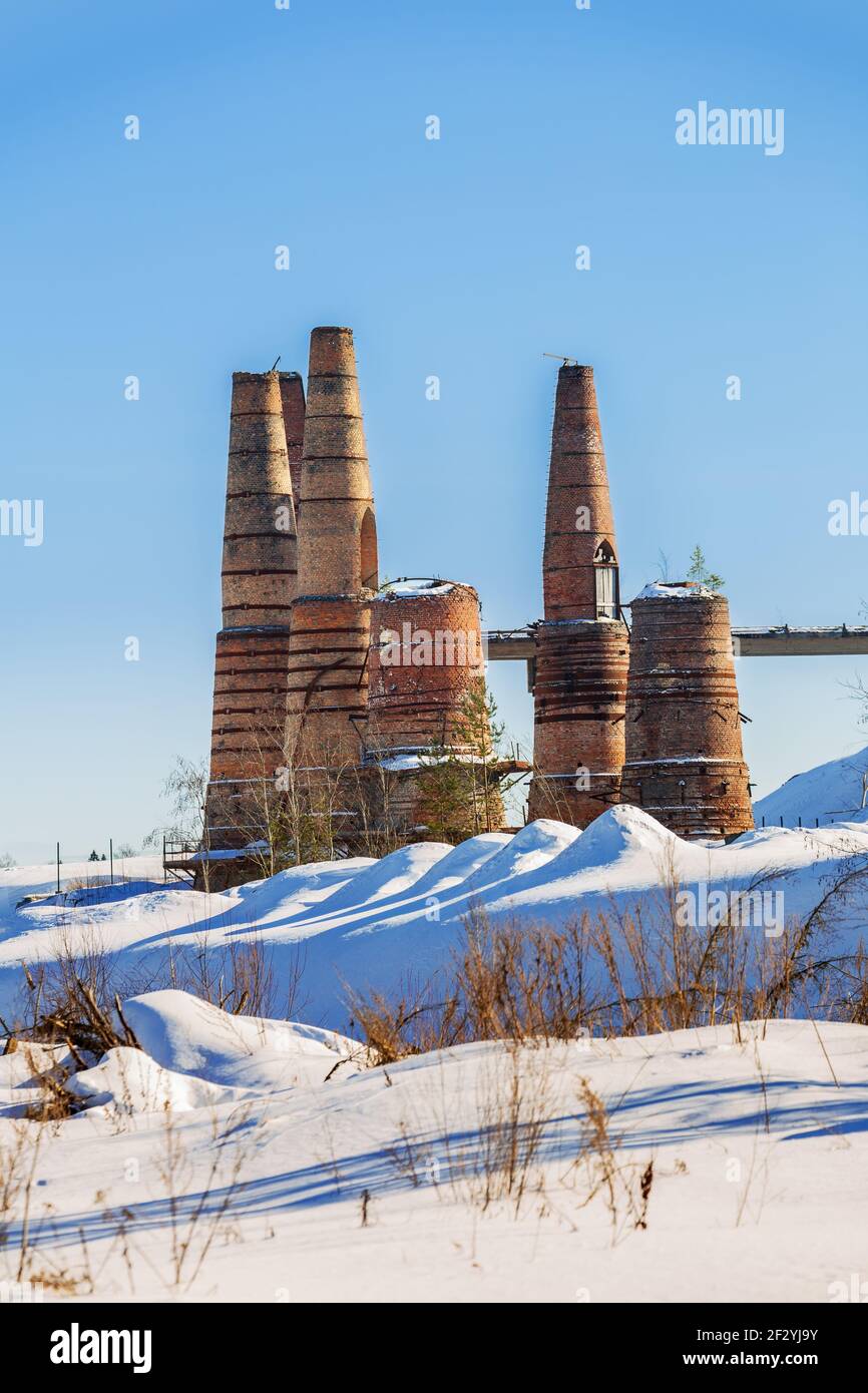 Ruins of an abandoned marble and lime factory in Ruskeala, Karelia ...