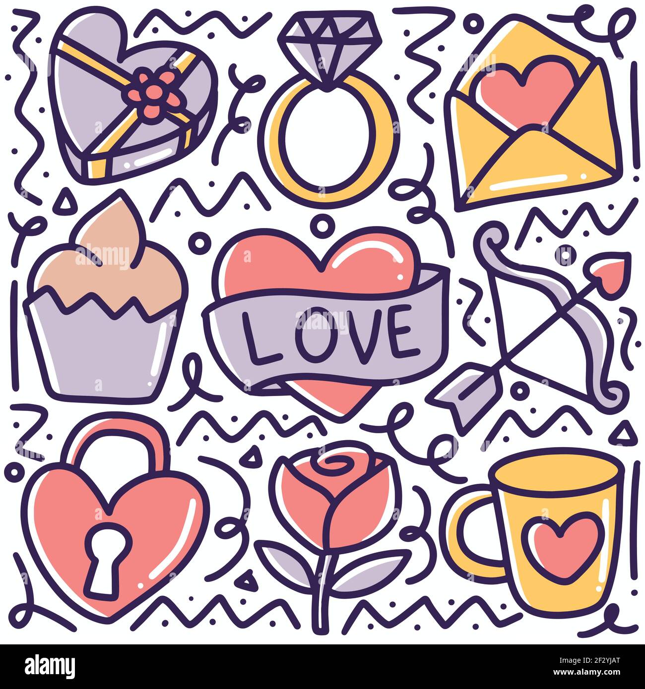 doodle set of valentine day hand drawing Stock Vector Image & Art - Alamy