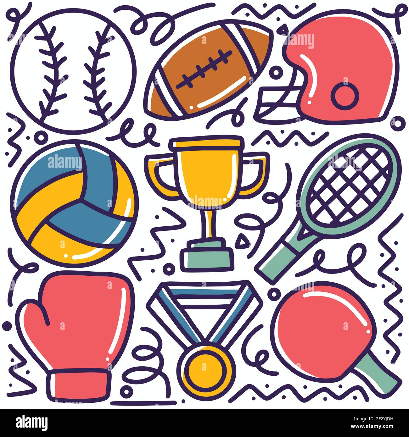 doodle set of sports hand drawing Stock Vector Image & Art - Alamy