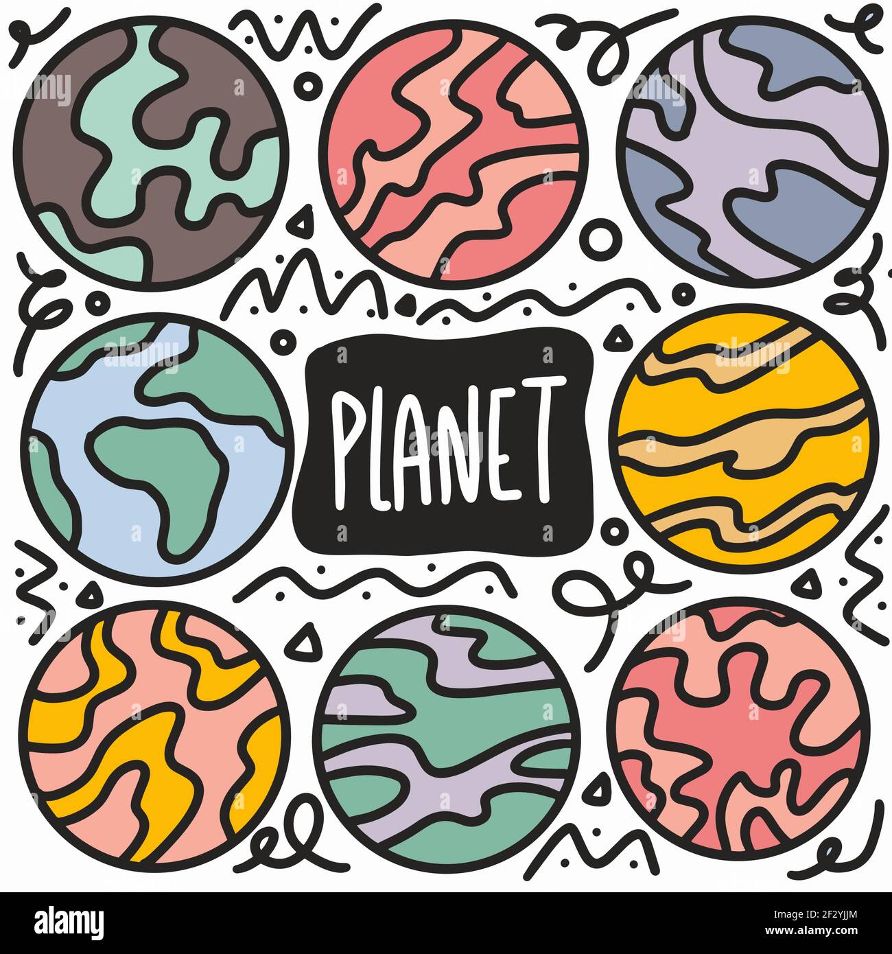 hand drawn planets doodle set Stock Vector Image & Art - Alamy