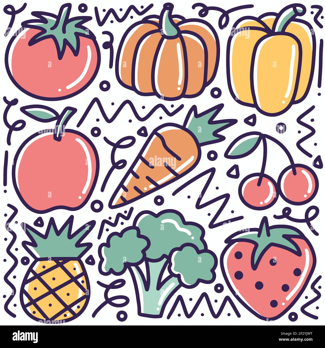 doodle various fruit collection hand drawing Stock Vector Image & Art ...