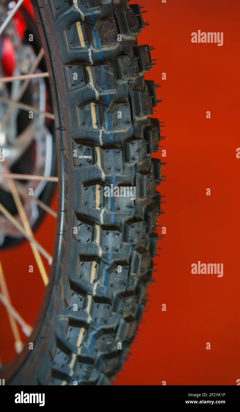 Cross motorcycle front wheel tread Stock Photo - Alamy