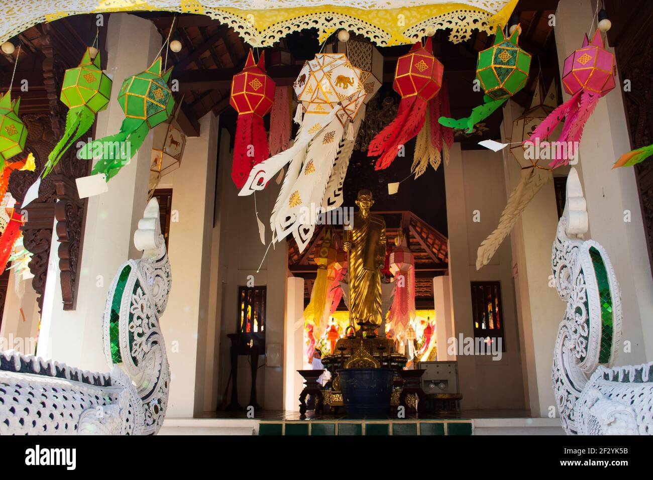 Golden Luang Poo Chan Kusalo monk statue for thai people and foreign ...