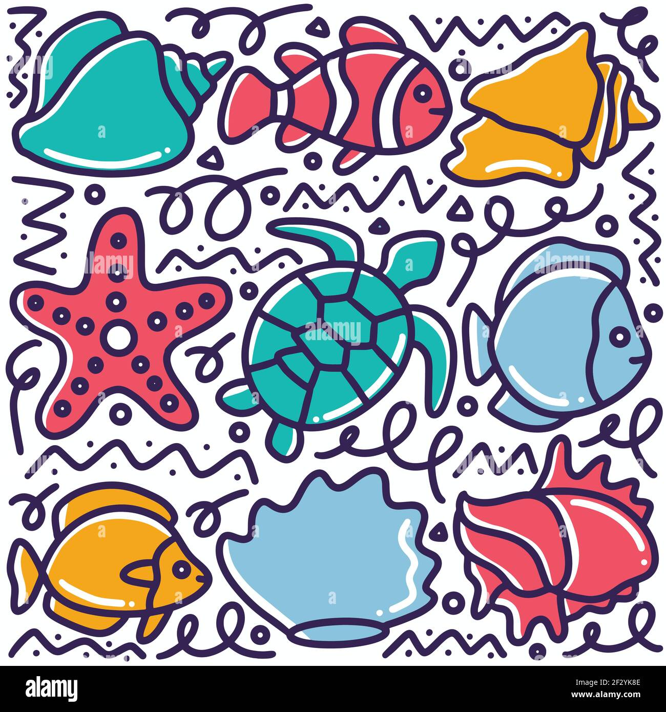 Sea shells hand drawn Stock Vector Images - Alamy