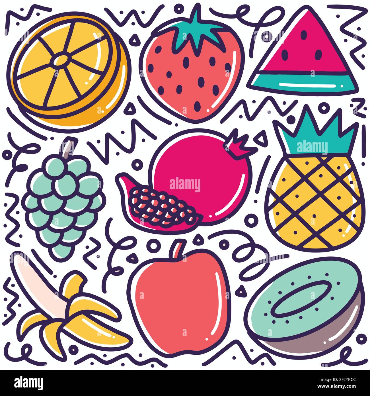 doodle various fruit collection hand drawing Stock Vector Image & Art ...