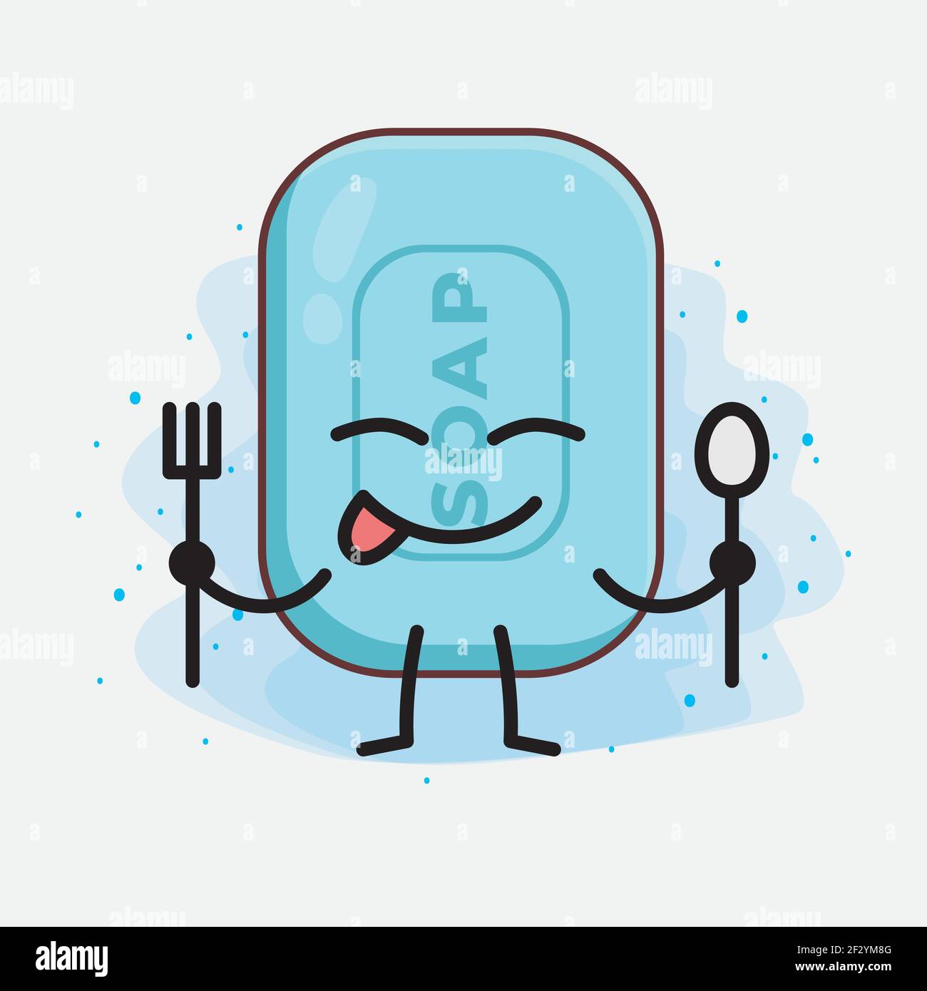 Vector Illustration of Soap Character with cute face, simple hands and ...