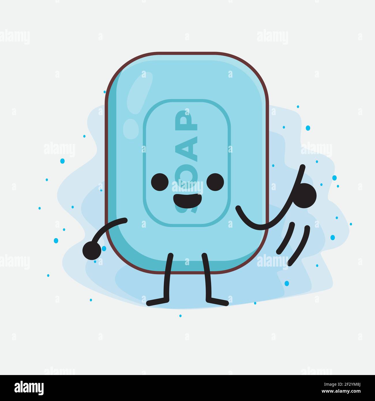 Vector Illustration of Soap Character with cute face, simple hands and ...