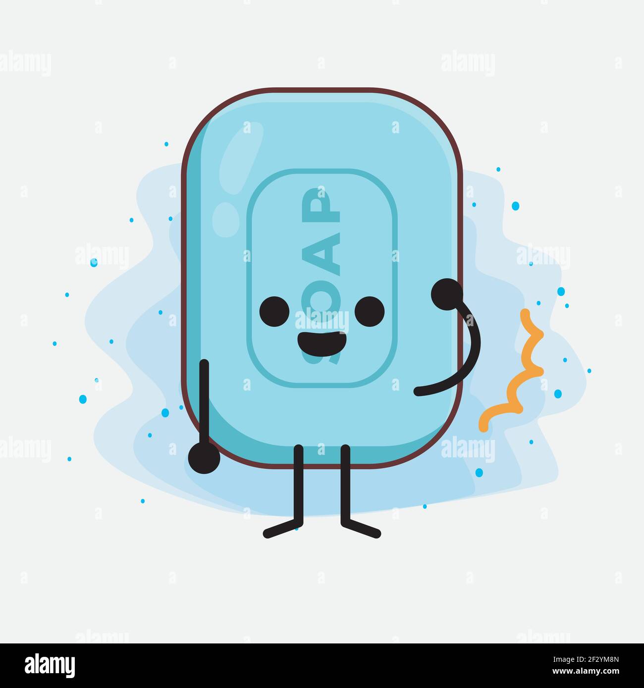Vector Illustration of Soap Character with cute face, simple hands and ...