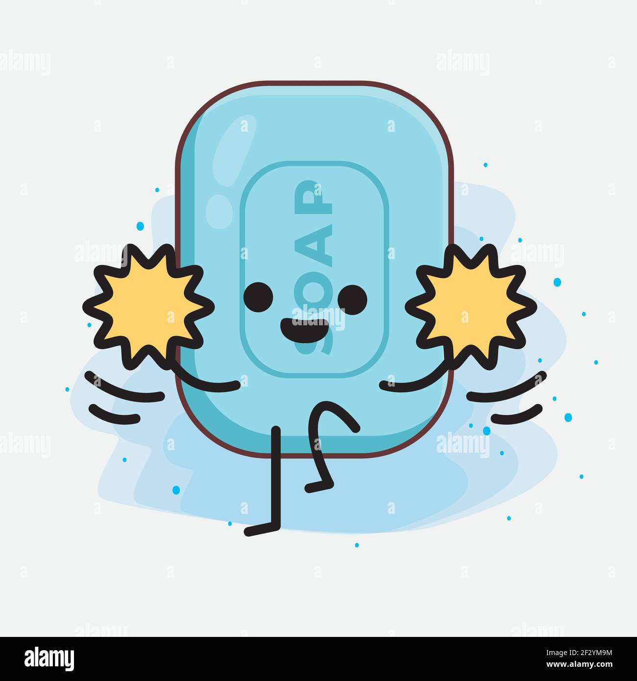 Vector Illustration of Soap Character with cute face, simple hands and ...