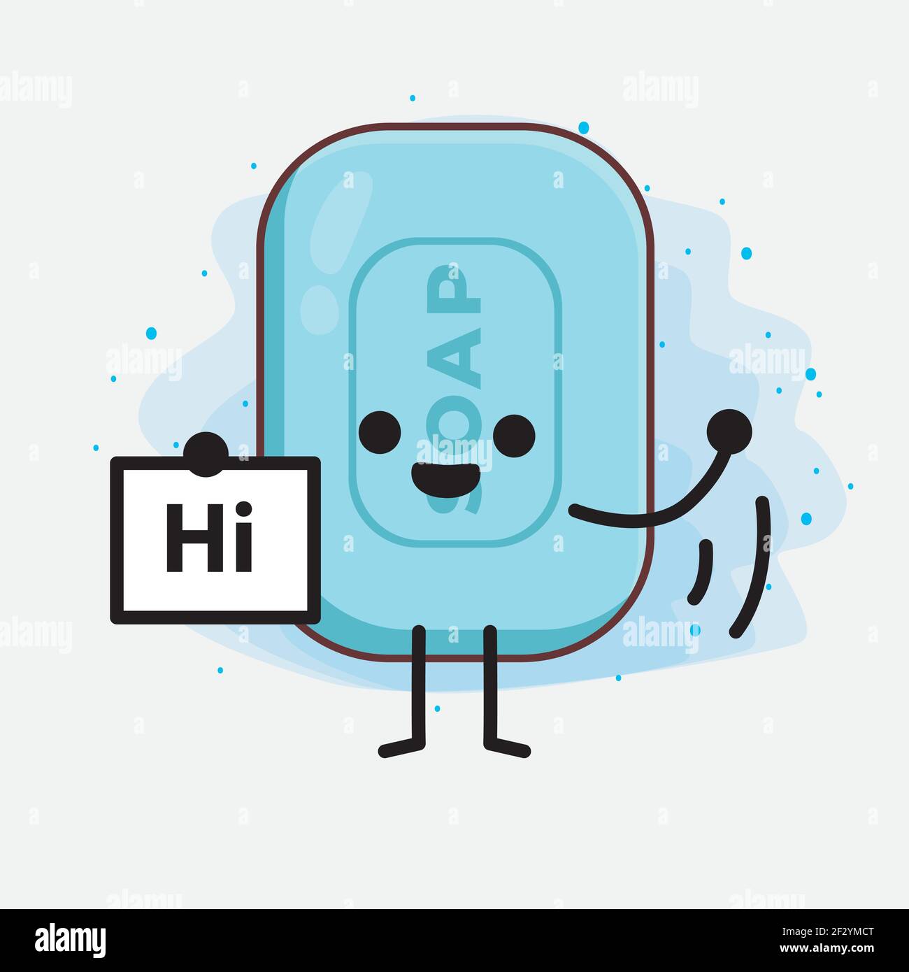 Vector Illustration of Soap Character with cute face, simple hands and ...