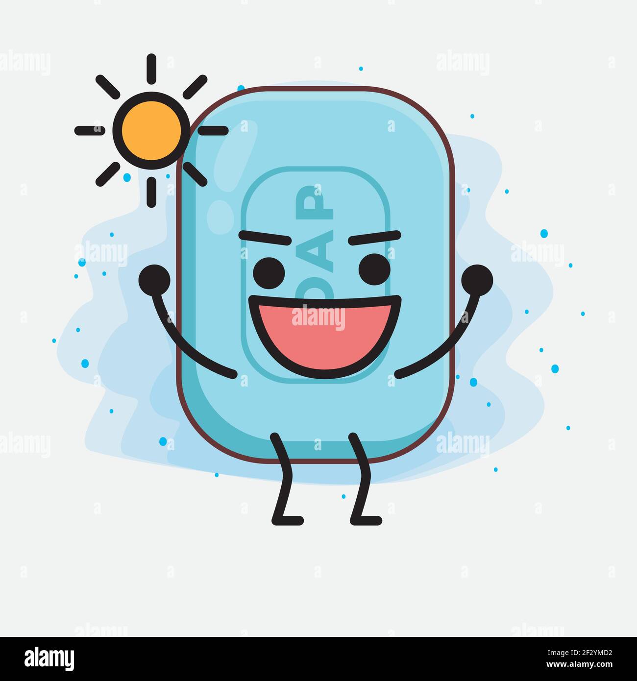 Vector Illustration of Soap Character with cute face, simple hands and ...