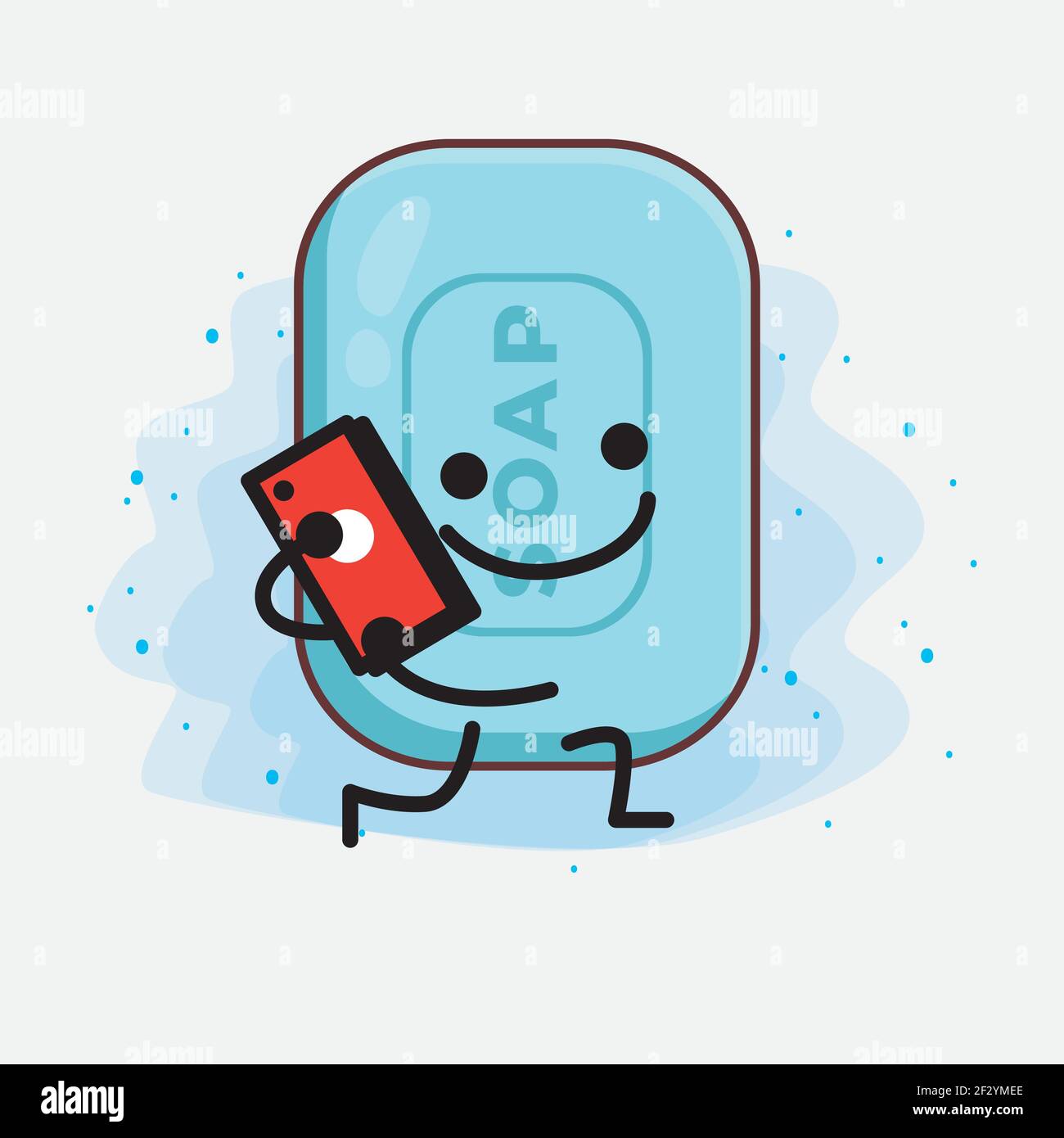 Vector Illustration of Soap Character with cute face, simple hands and ...