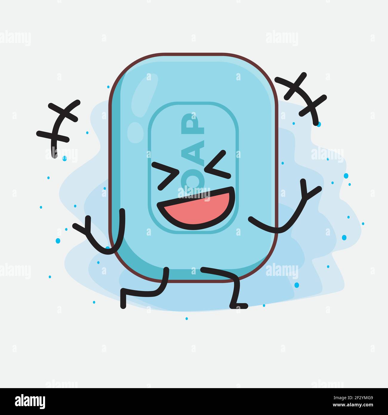 Vector Illustration of Soap Character with cute face, simple hands and ...