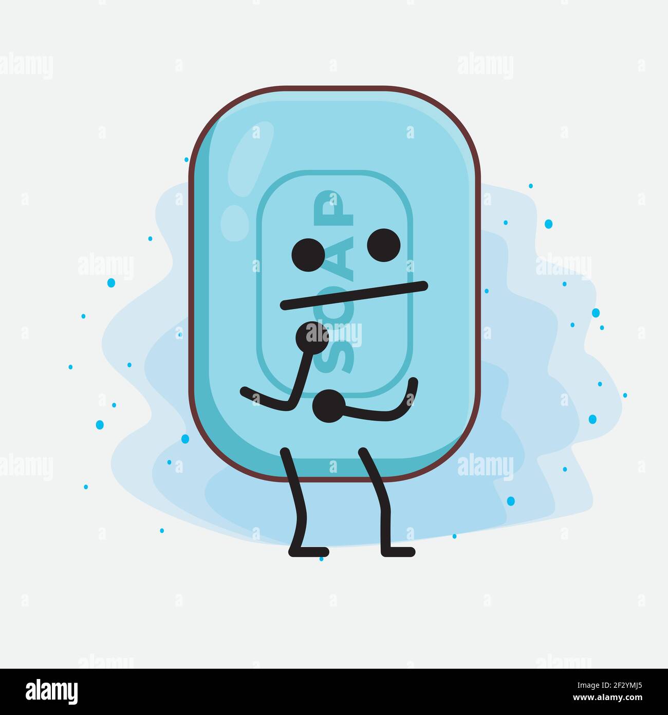 Vector Illustration of Soap Character with cute face, simple hands and ...