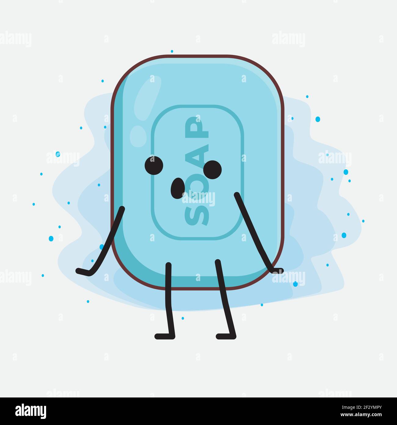 Vector Illustration of Soap Character with cute face, simple hands and ...